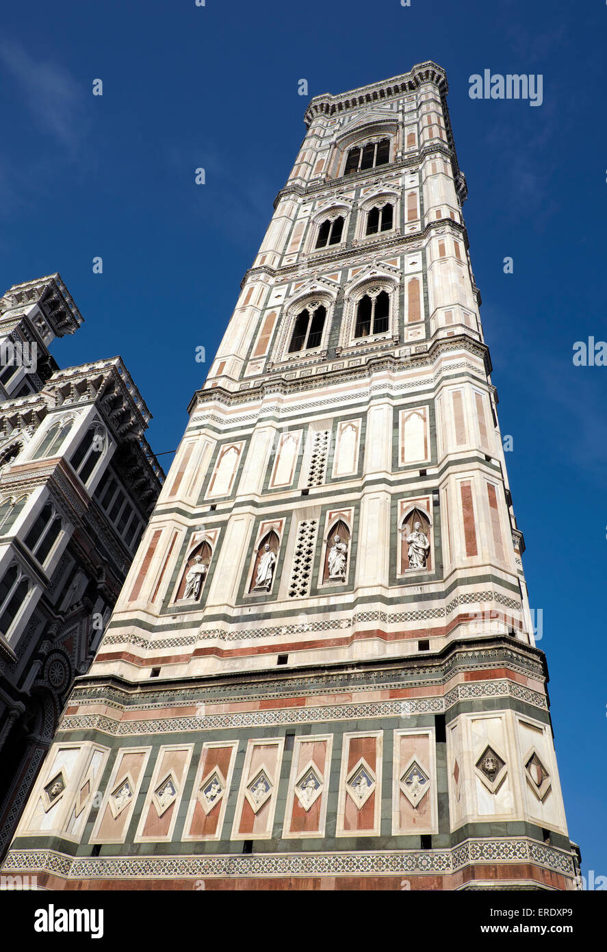 The bell tower at the cathedral, Campanile di Giotto, Florence, Tuscany ...