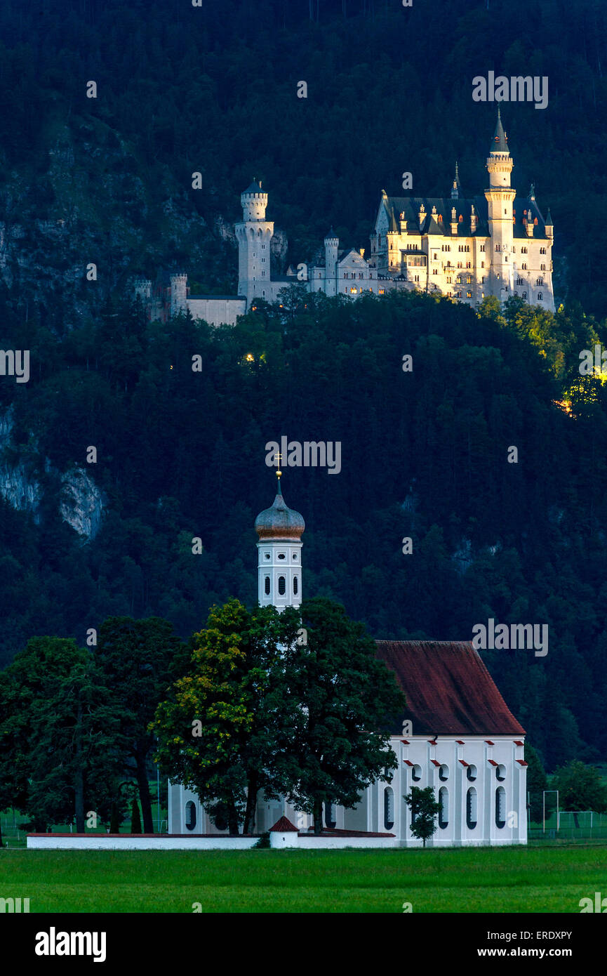 Pilgrimage church of St. Coloman, Neuschwanstein Castle, Schwangau ...