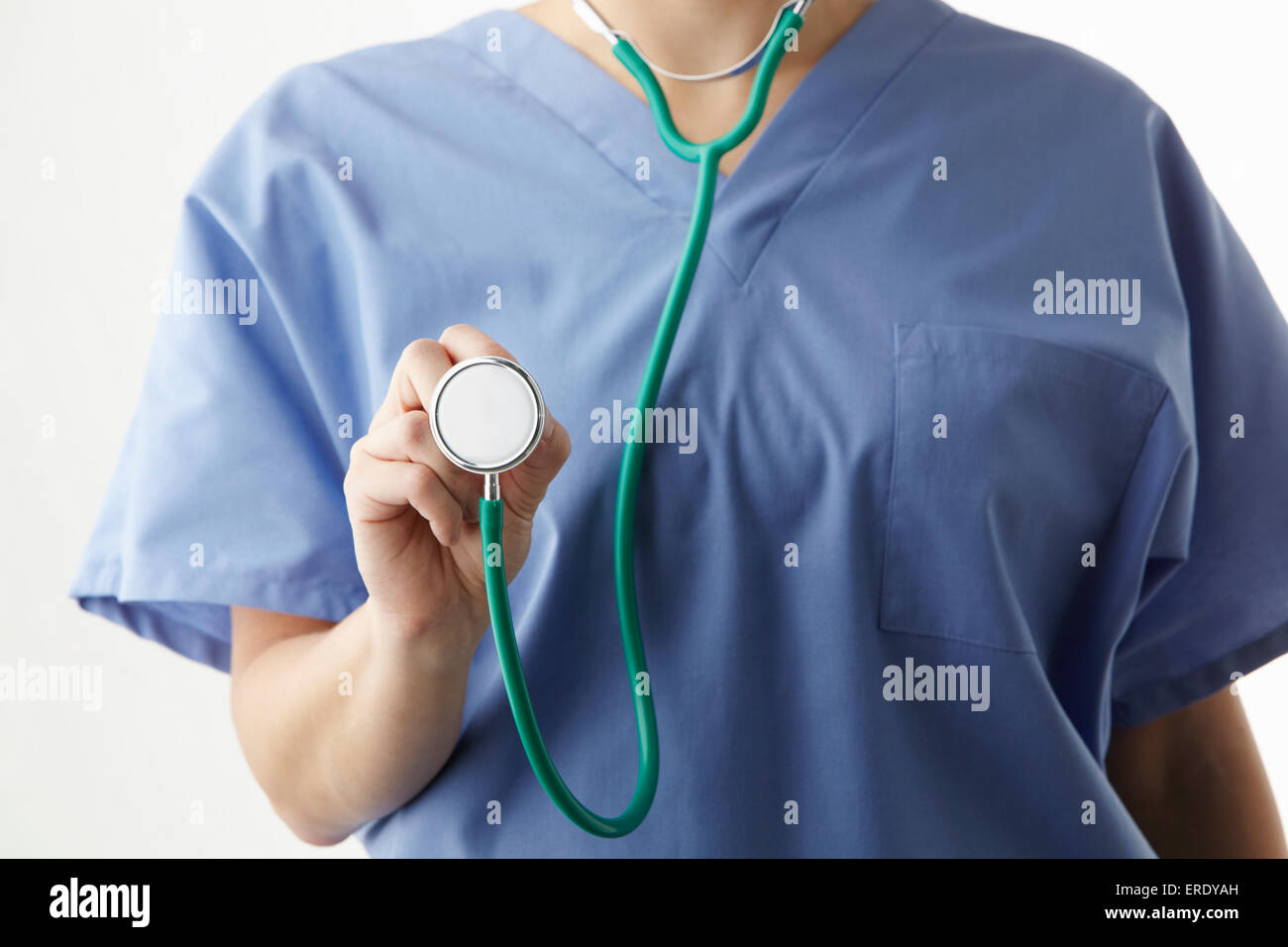 Female doctor with stethoscope cropped studio shot Stock Photo - Alamy