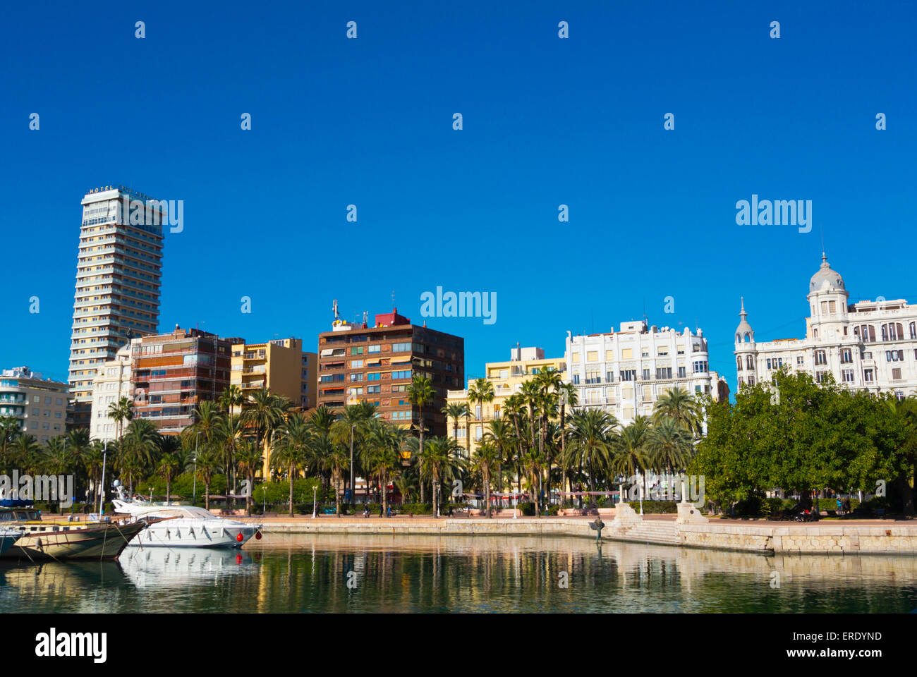 Port and waterfront buildings, Alicante, Alacant, Costa Blanca, Spain ...