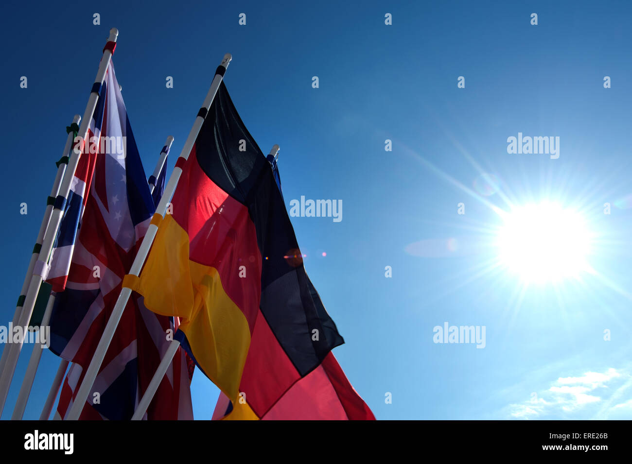 Moritzburg, Germany. 2nd June, 2015. The flags of the G6 countries wave ...