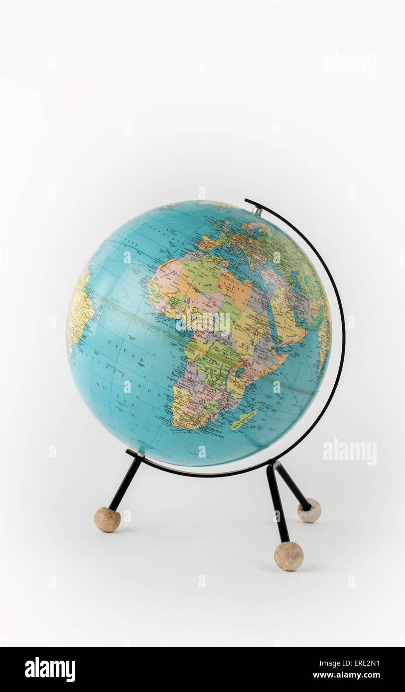 Retro globe on white background Stock Photo - Alamy