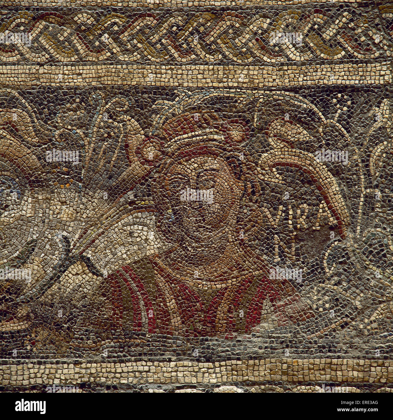 Roman mosaic. Female figure depicting the Summer. 4th century. It comes ...