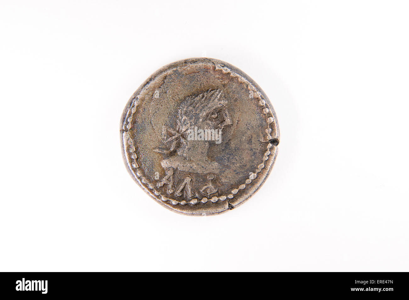 Old silver coin with portrait of king on a white background Stock Photo ...