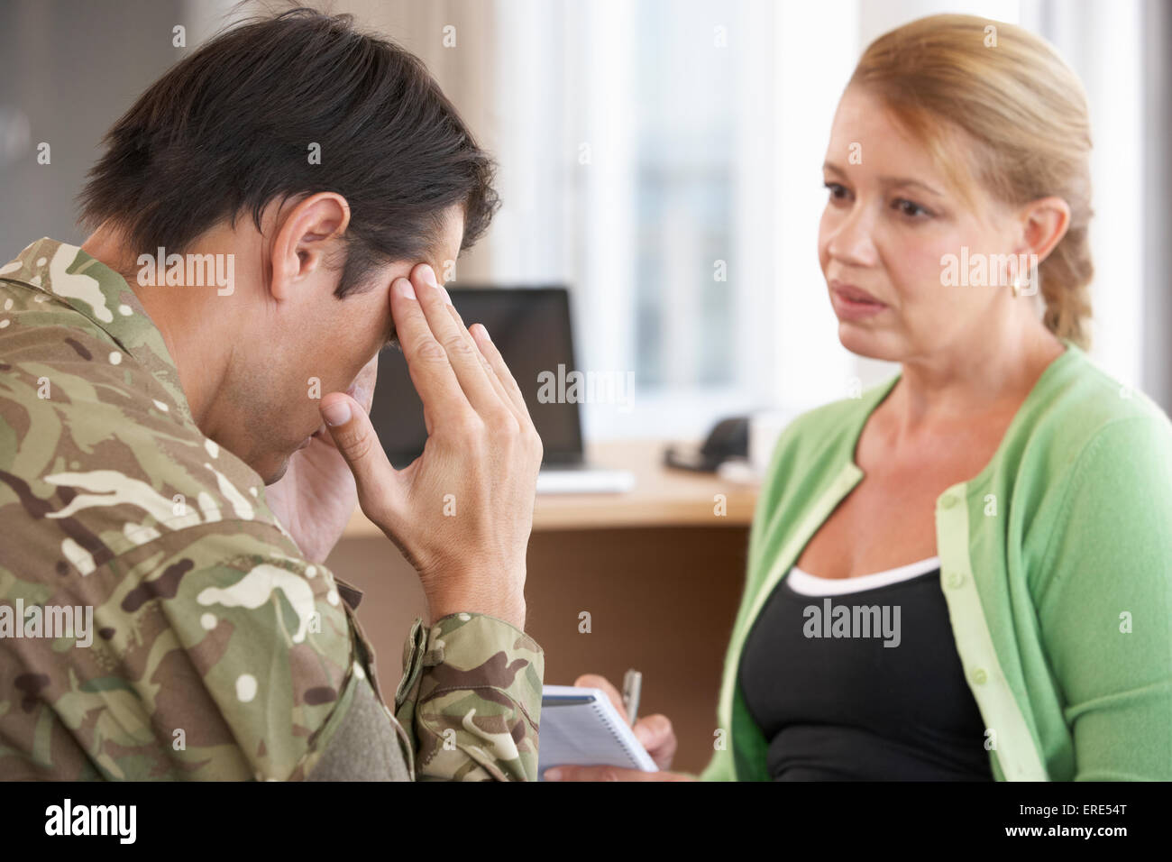 Soldier Having Counselling Session Stock Photo - Alamy
