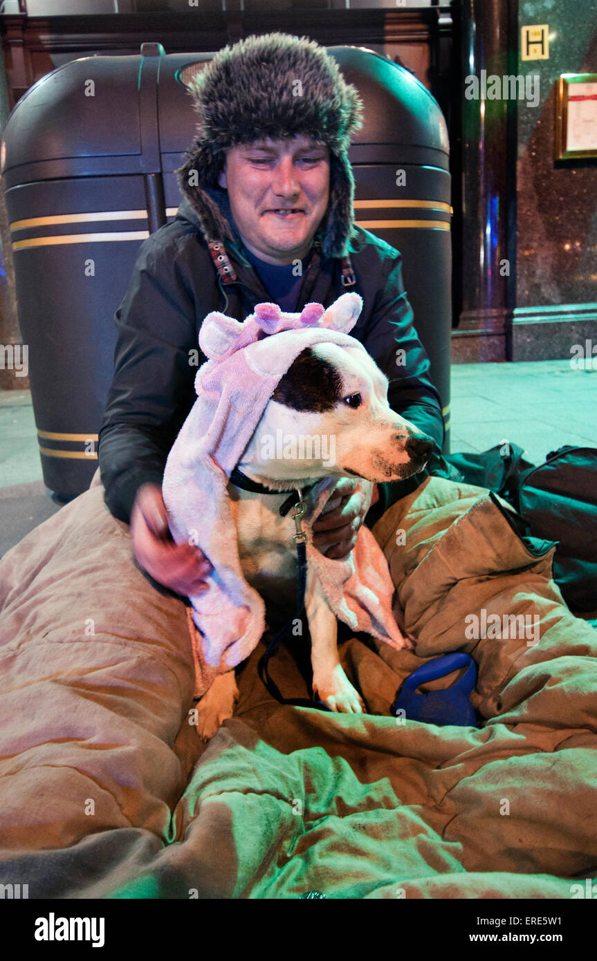 Homeless man sleeping dog in hi-res stock photography and images - Alamy