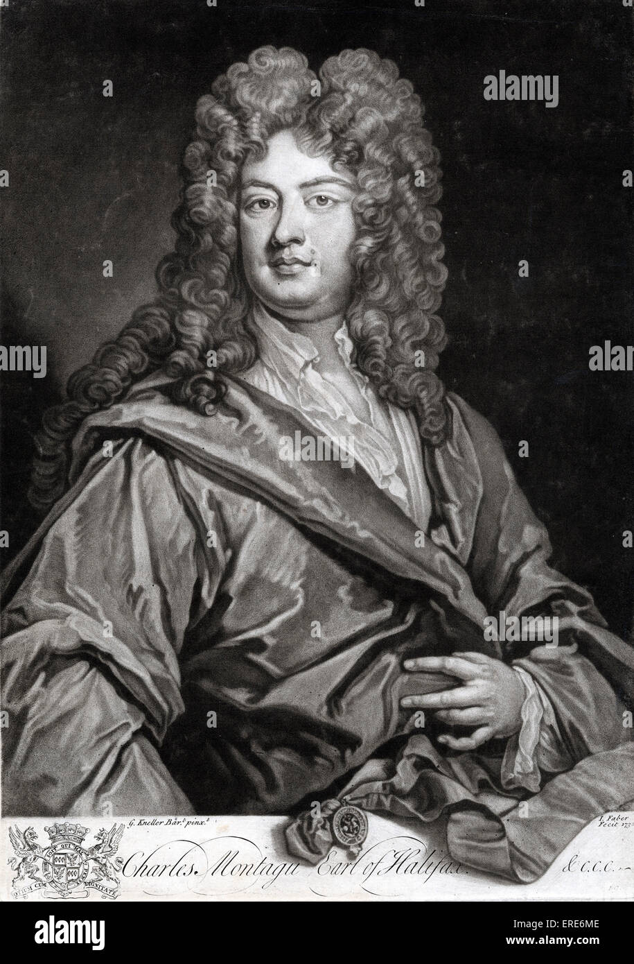 Charles Montagu, first Earl of Halifax, portrait. English poet and ...