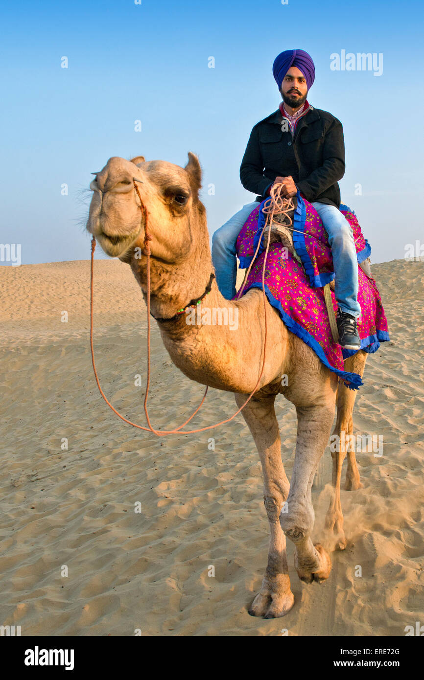 India, Rajasthan, Jaisalmer, camel ride desert Stock Photo - Alamy