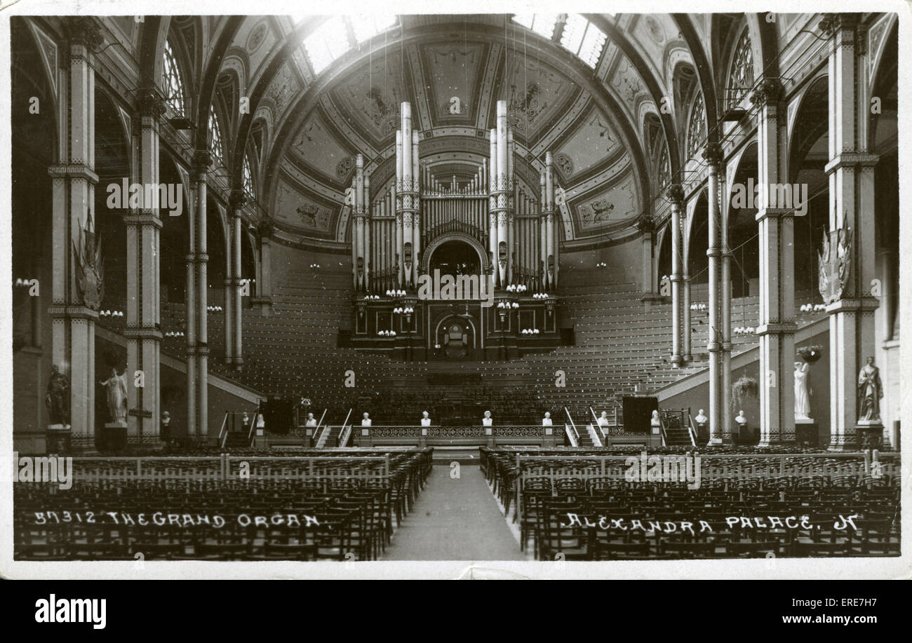 The grand organ in Alexandra Palace. Postcard, 1912 Stock Photo - Alamy