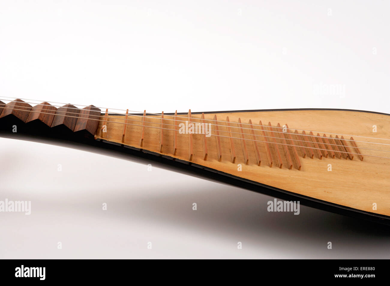 Pipa, or short-necked chinese lute showing the frets on the shallow ...