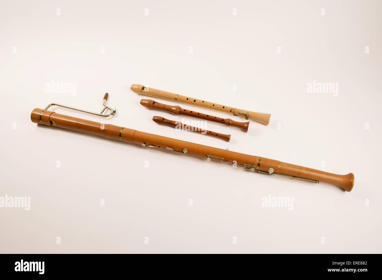 Set of wooden recorders, Descant, Alto, Tenor and Bass Stock Photo - Alamy