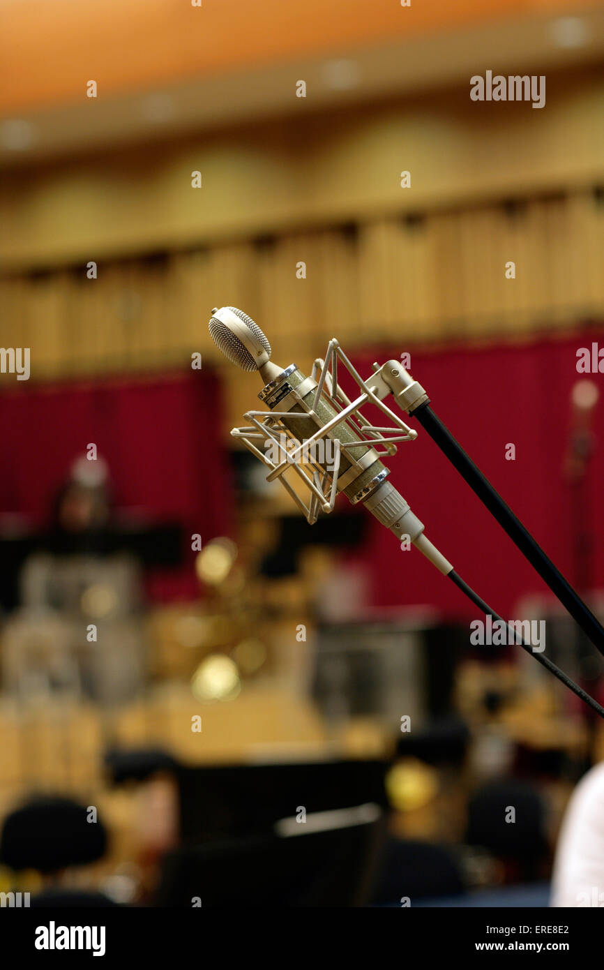 Neumann microphone in a shock or cradle suspension mount, used in an ...