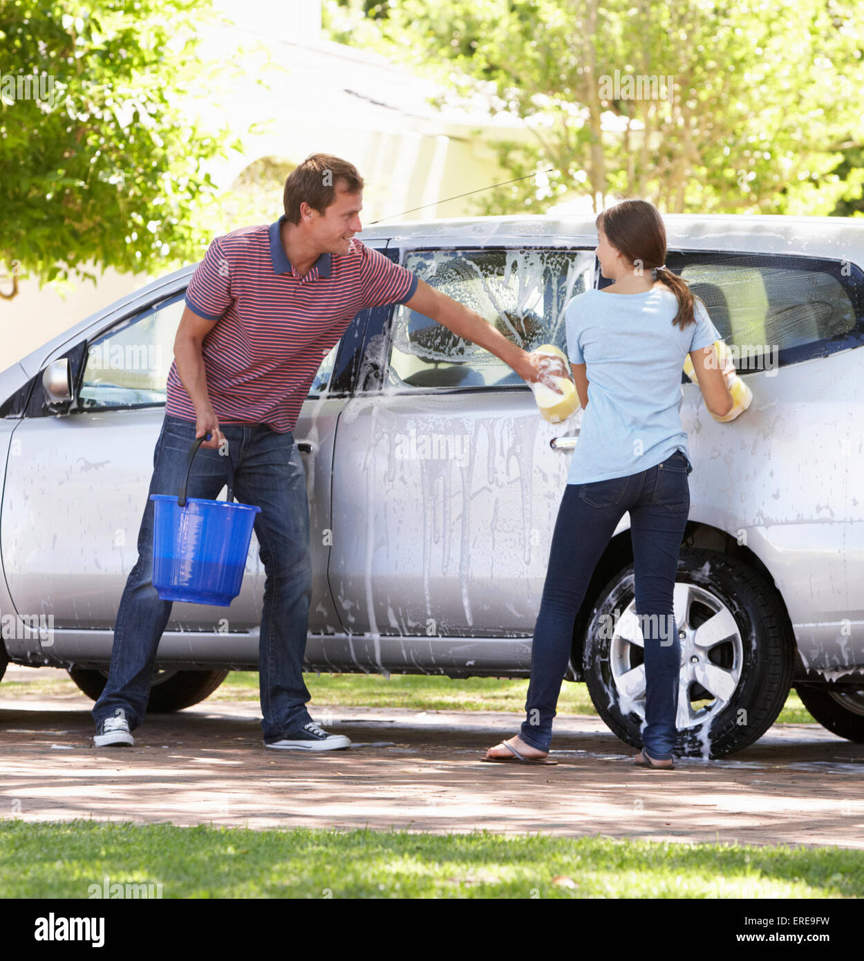 Father And Teenage Daughter Washing Car Together Stock Photo - Alamy