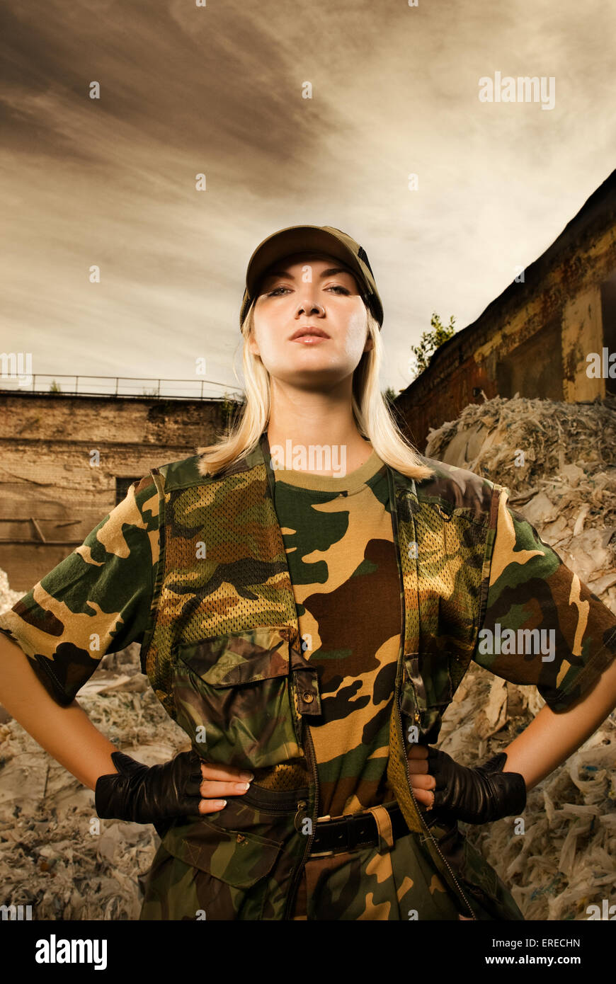 Angry female soldier Stock Photo - Alamy