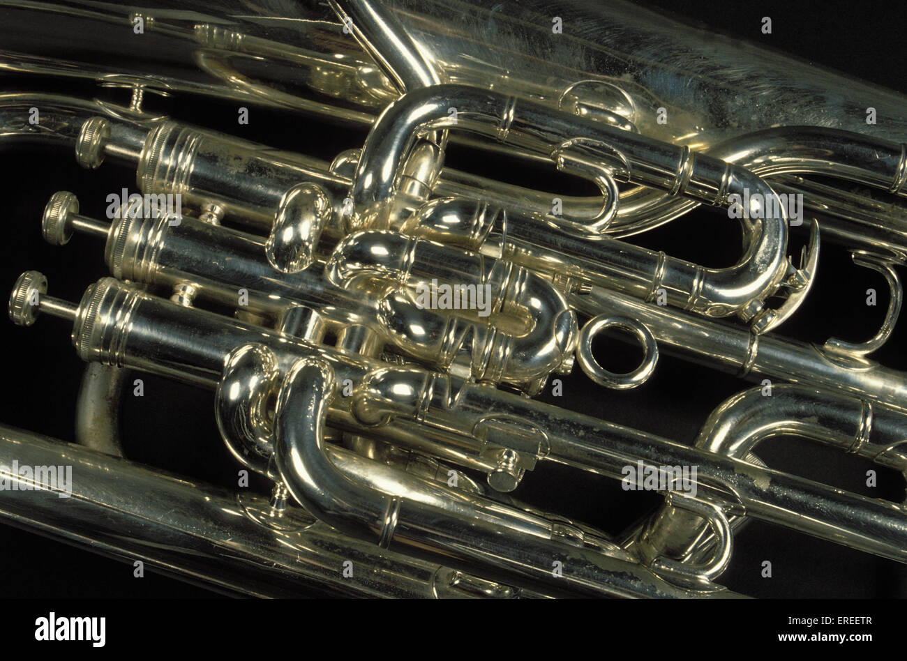 Detail of Euphonium showing valve work and tubing Stock Photo - Alamy