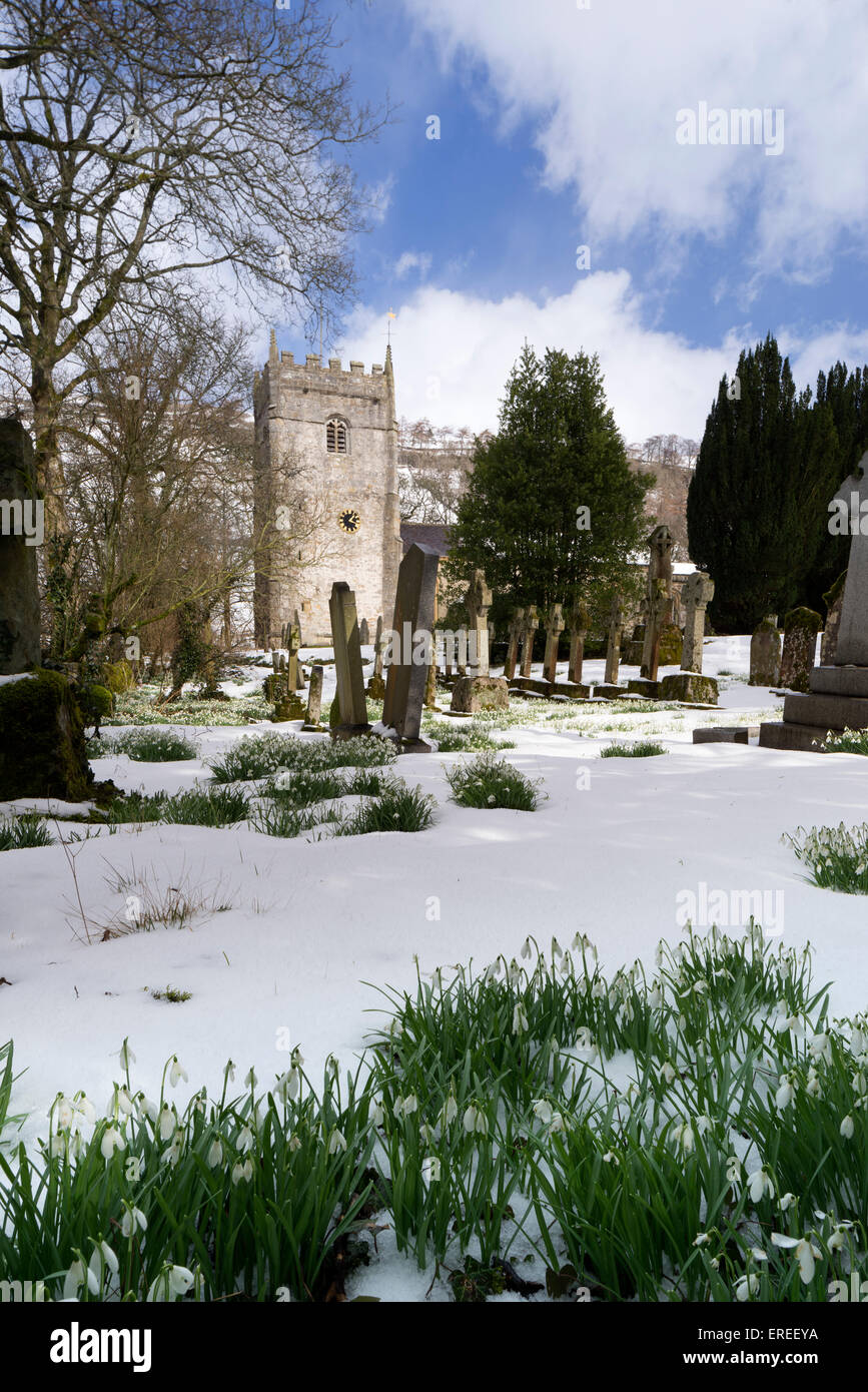 Snowdrops at St Oswald's Church, Arncliffe, Littondale, Wharfedale, The ...