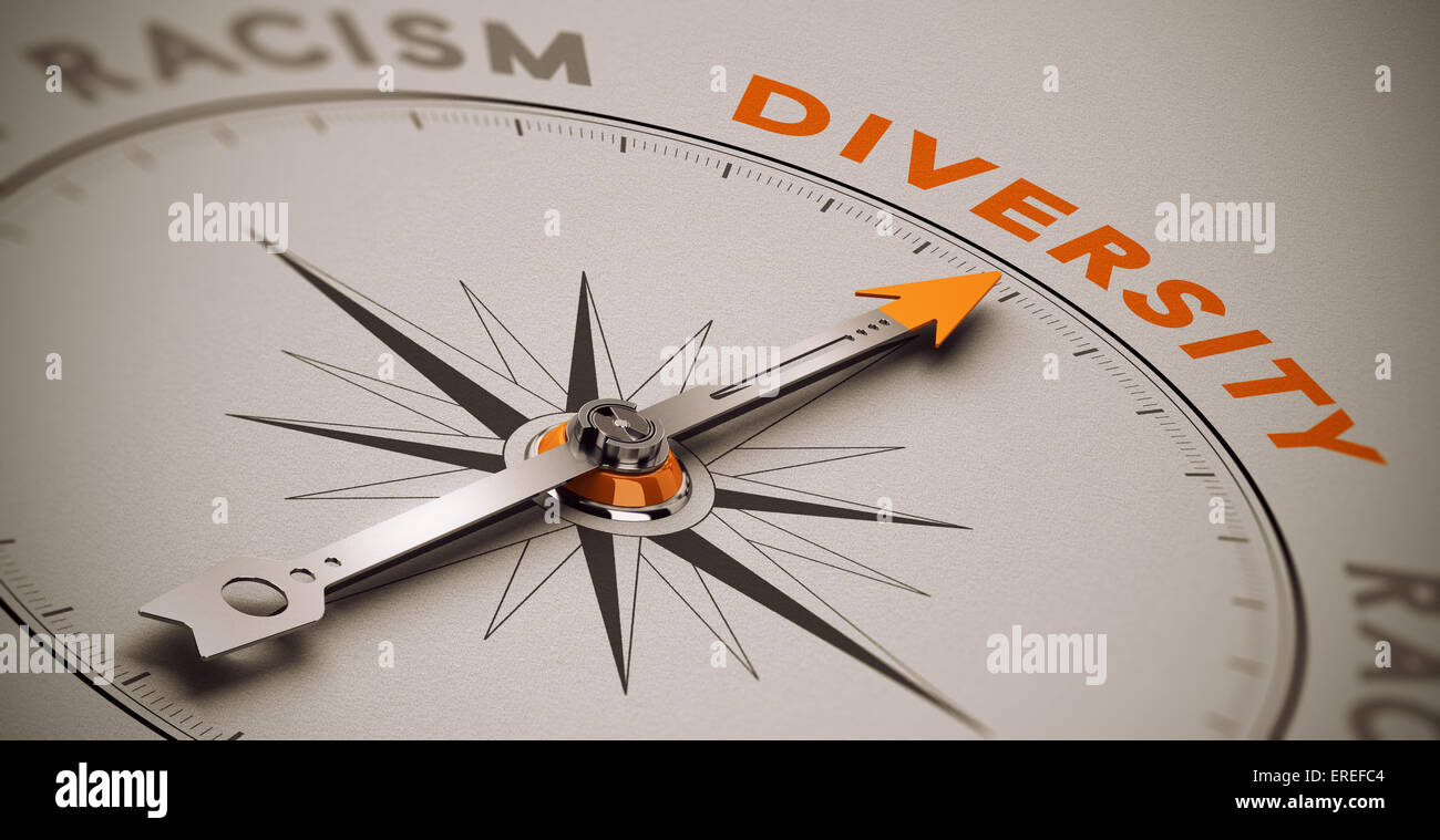 Social background concept. Compass with needle pointing to diversity ...