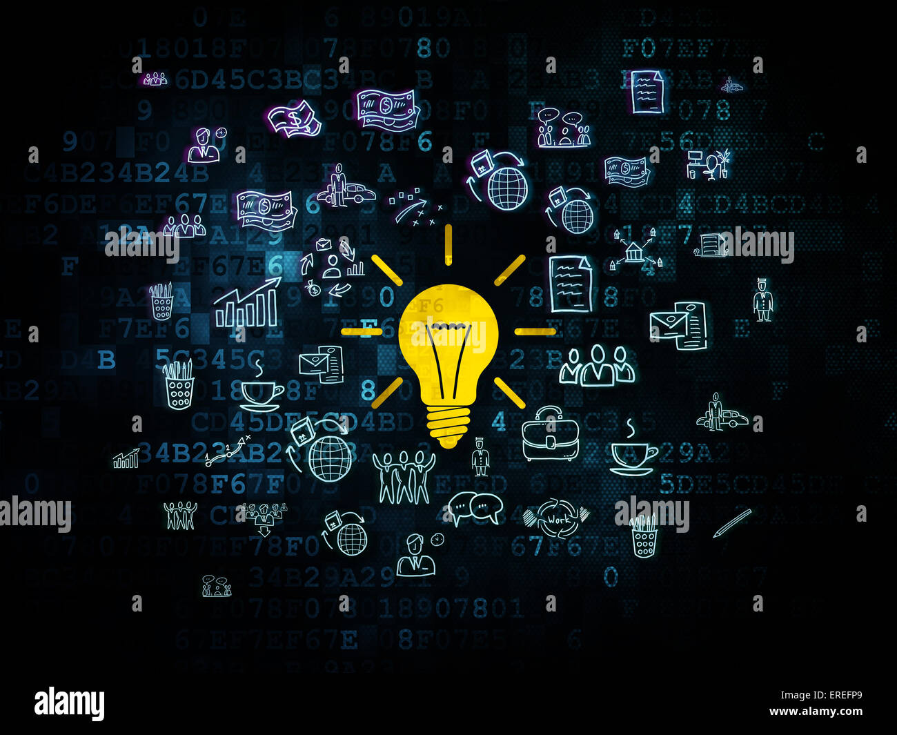 Finance concept: Light Bulb on Digital background Stock Photo - Alamy