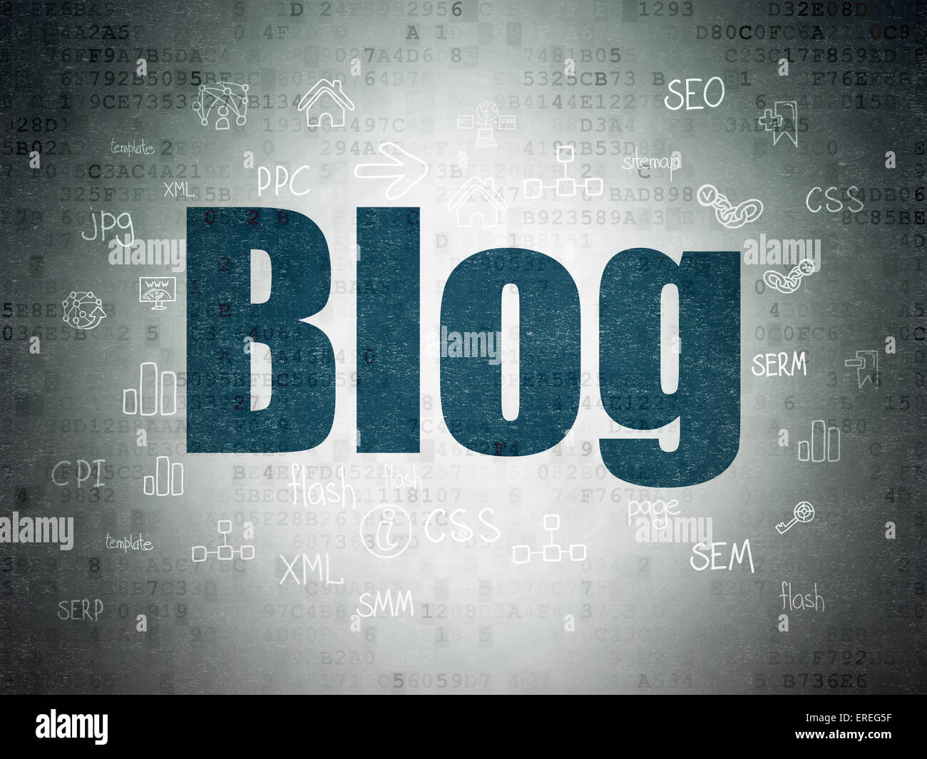 Web development concept: Blog on Digital Paper background Stock Photo ...