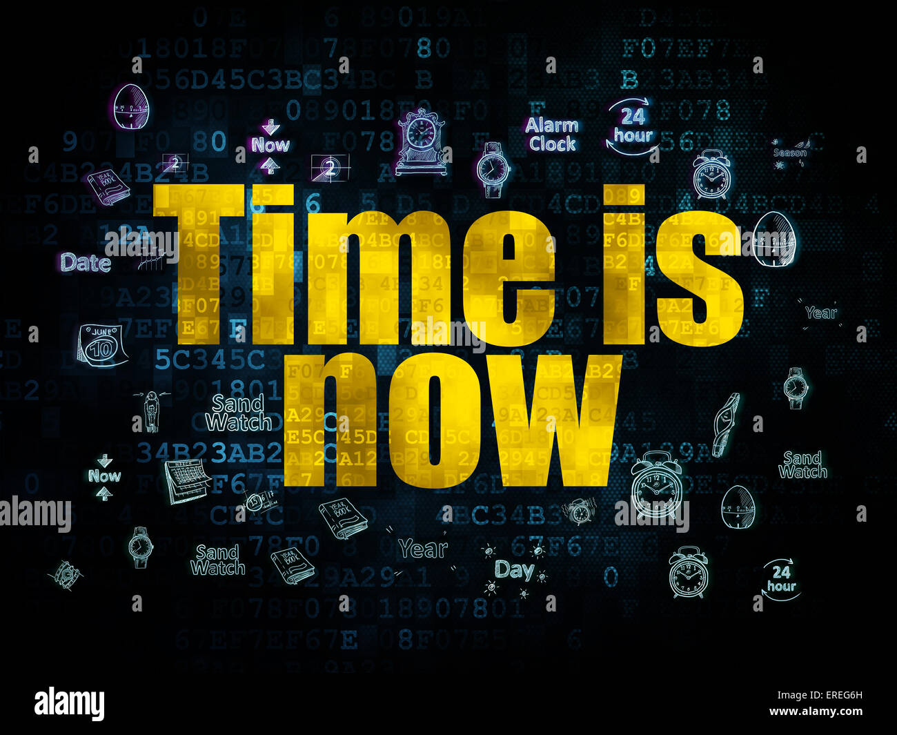 Time concept: Time is Now on Digital background Stock Photo - Alamy