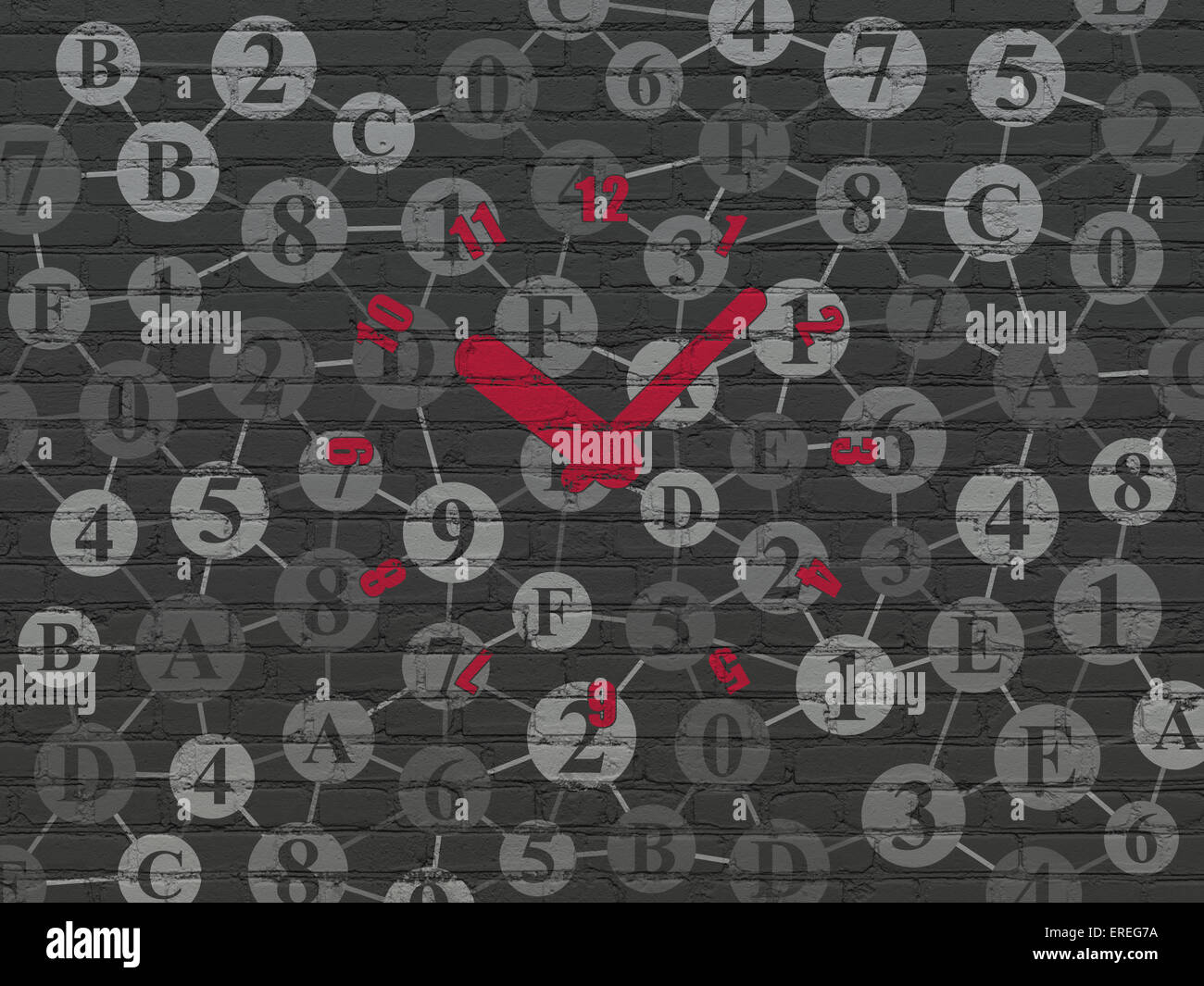 Timeline concept: Clock on wall background Stock Photo - Alamy