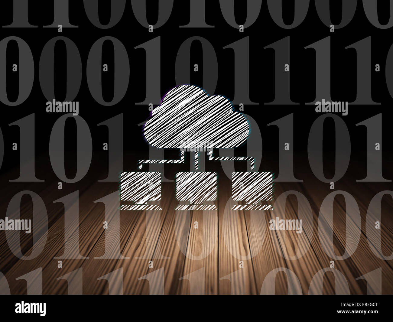 Cloud computing concept: Cloud Network in grunge dark room Stock Photo ...