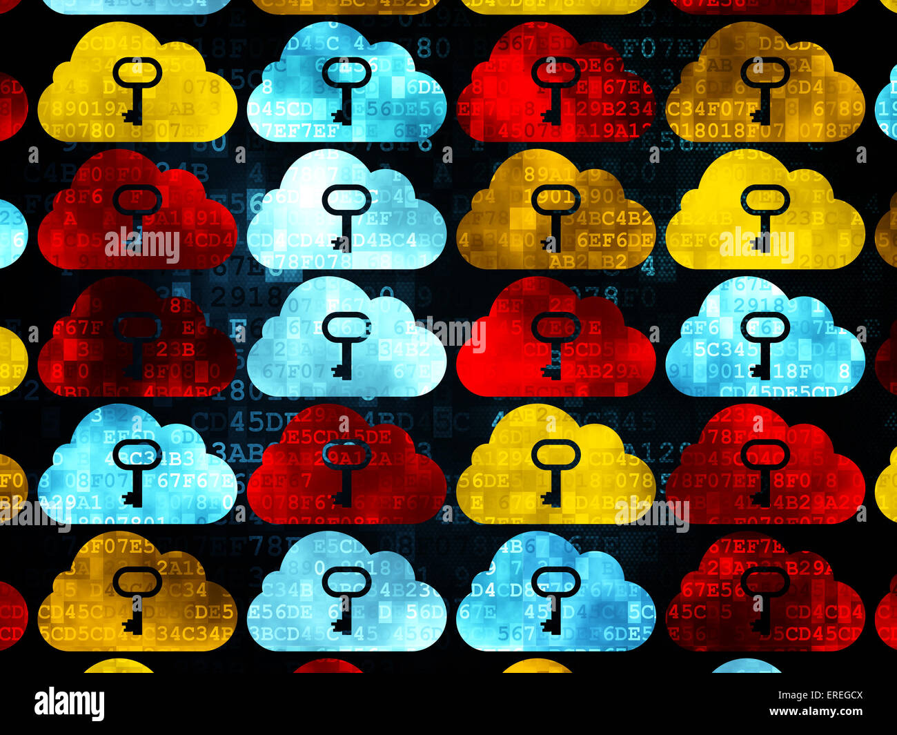 Cloud computing concept: Cloud With Key icons on Digital Stock Photo ...