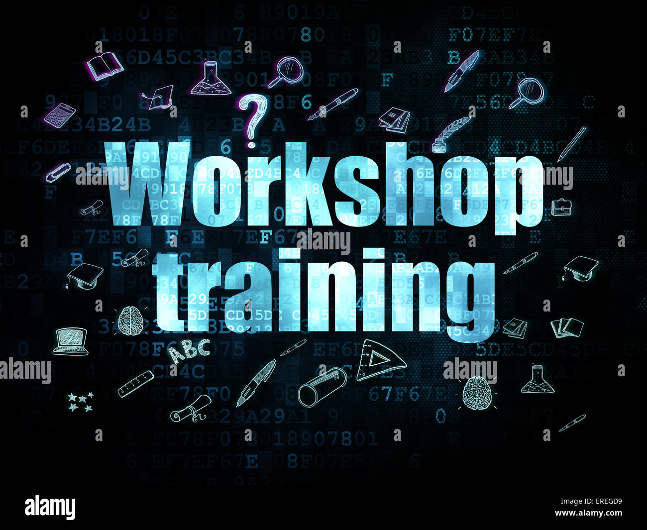 Studying concept: Workshop Training on Digital background Stock Photo ...