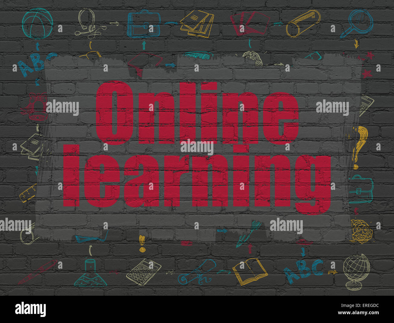 Studying concept: Online Learning on wall background Stock Photo - Alamy