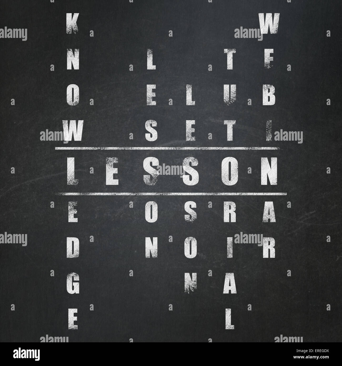 Education concept: word Lesson in solving Crossword Puzzle Stock Photo ...