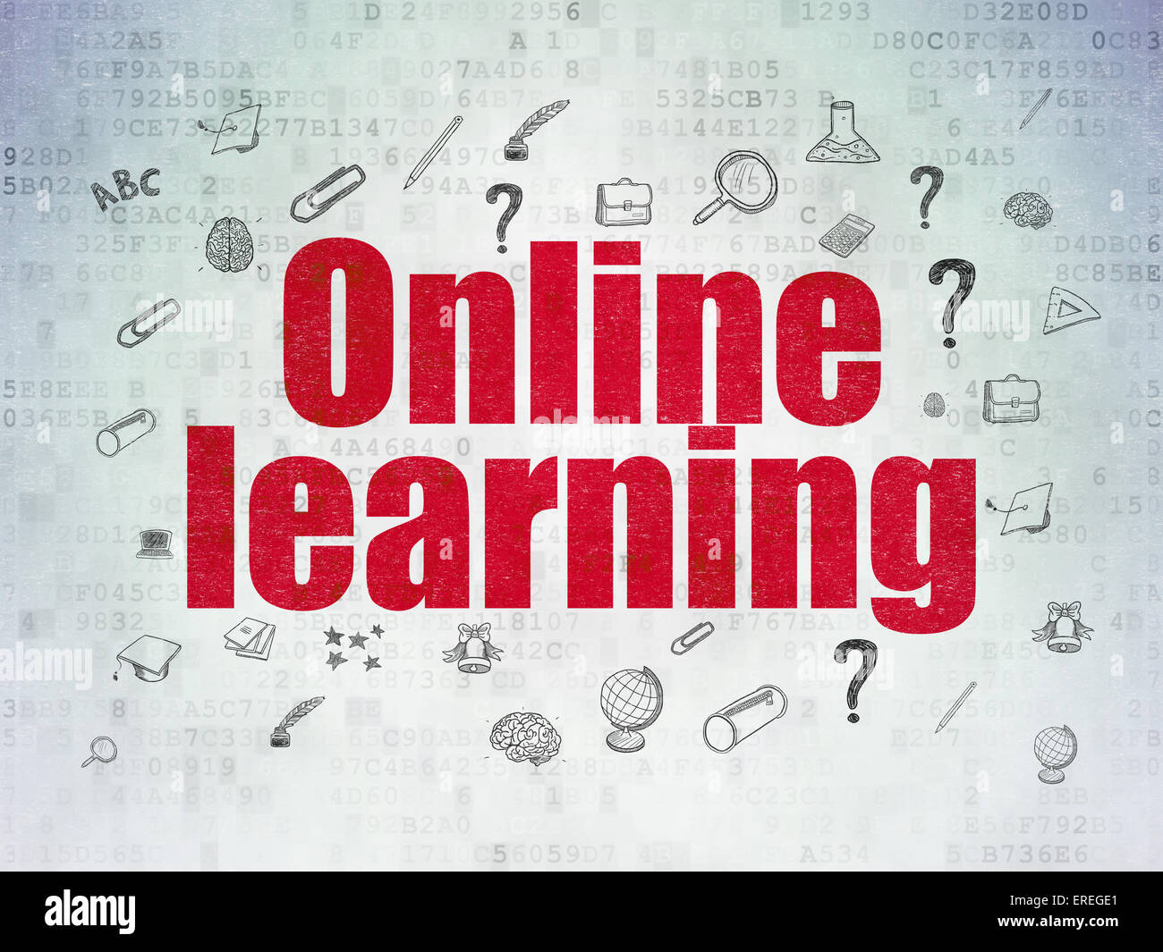 Learning concept: Online Learning on Digital Paper background Stock ...