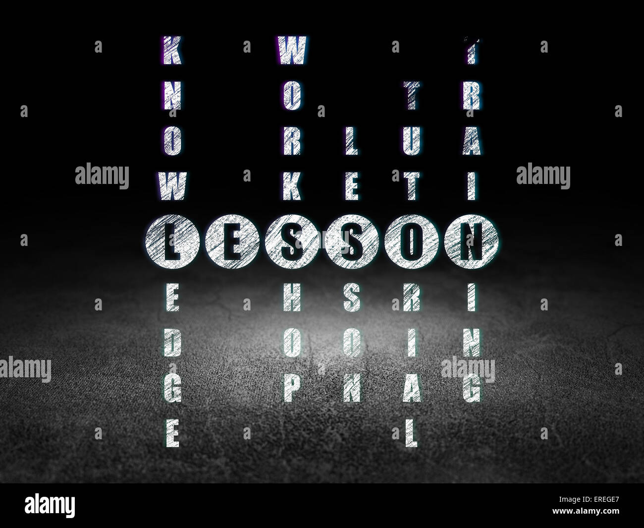 Learning concept: word Lesson in solving Crossword Puzzle Stock Photo ...