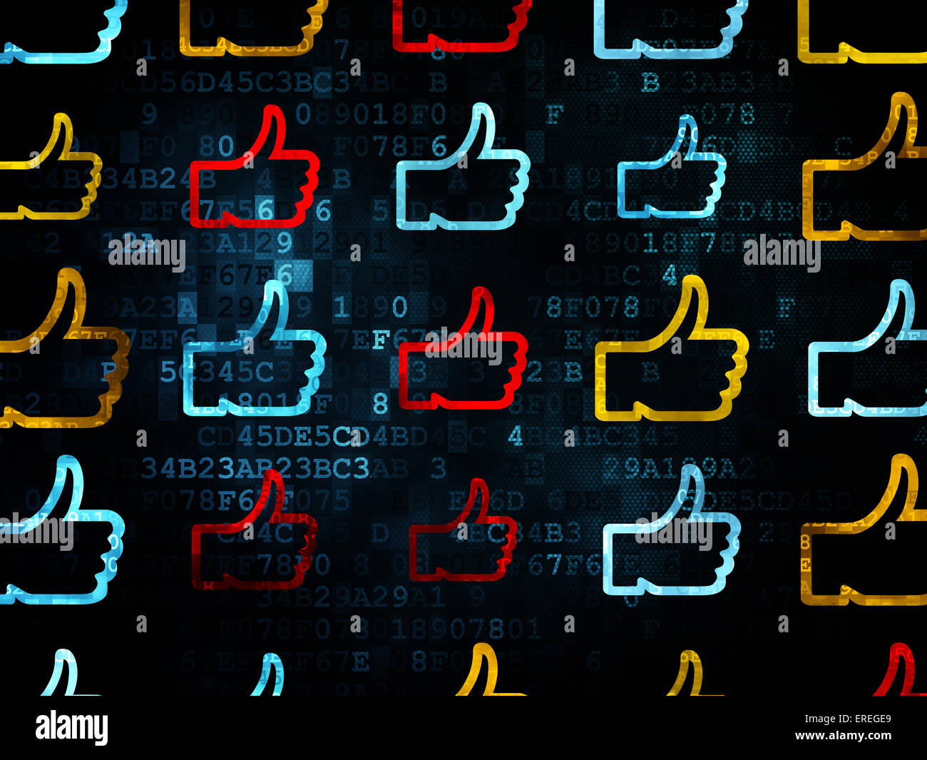 Social network concept: Thumb Up icons on Digital background Stock ...