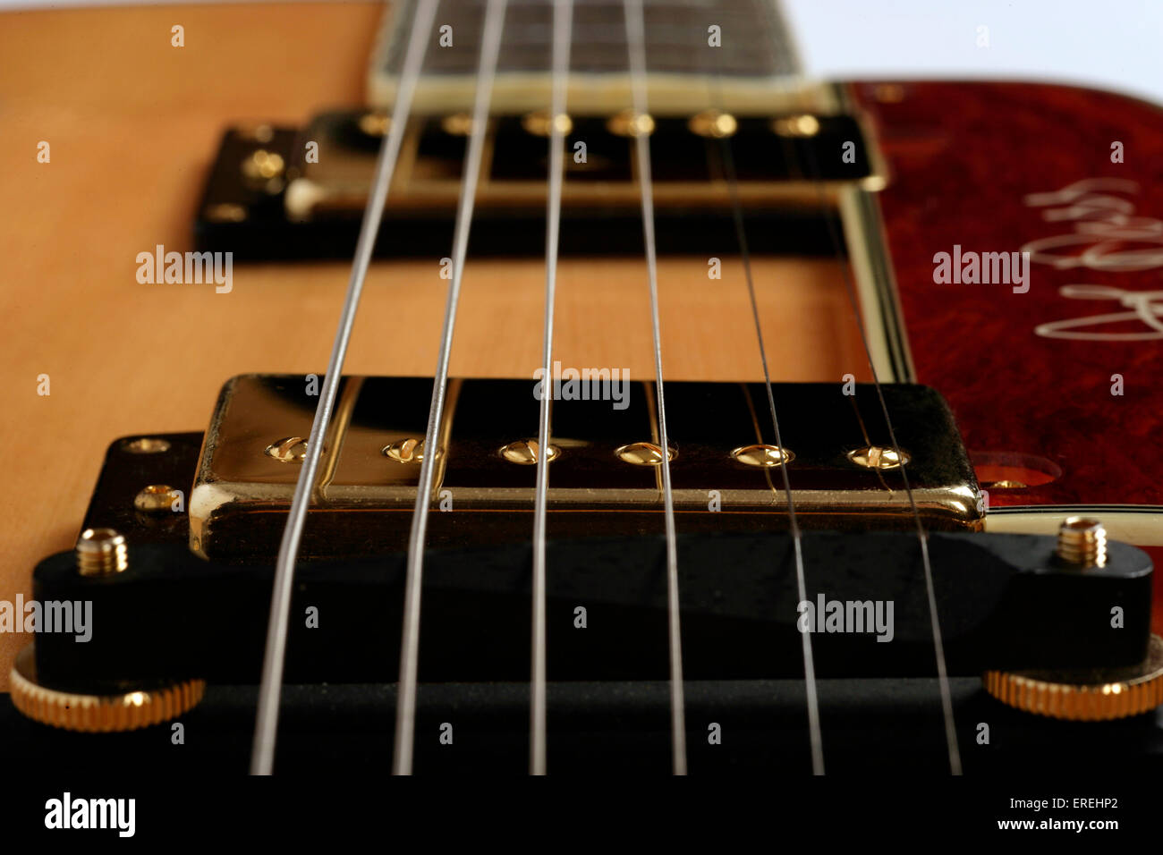 Close up detail on a Semi acoustic Guitar by Epiphone, Joe Pass model ...