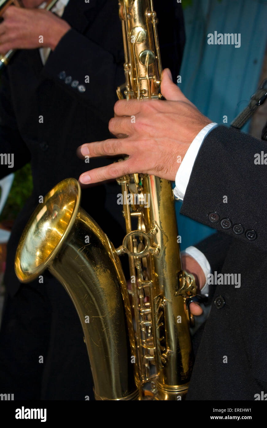 Saxophone player close up hi-res stock photography and images - Alamy
