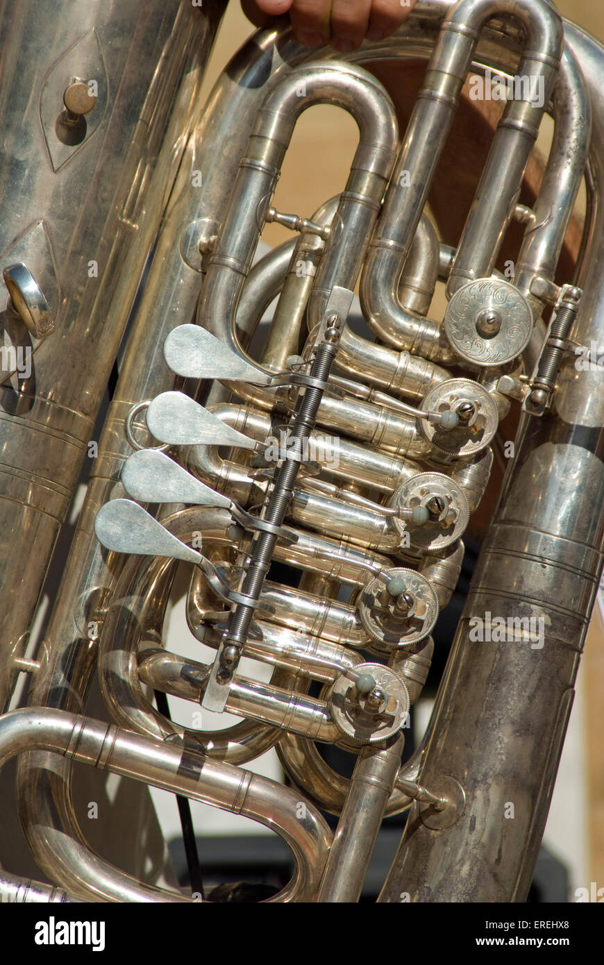 Bass Tuba, close-up of valves and tubing Stock Photo - Alamy