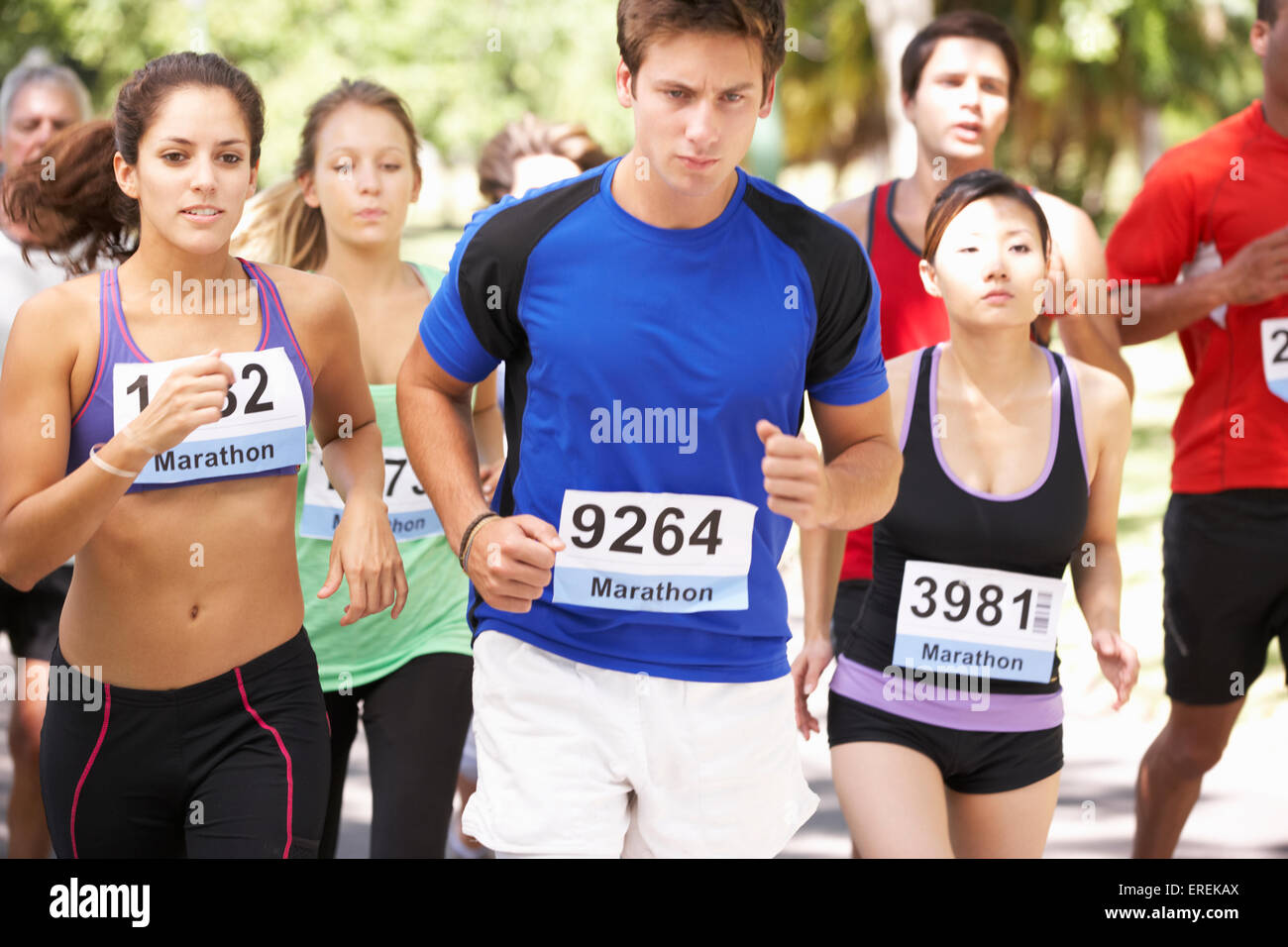 Group Of Marathon Runners At Start Of Race Stock Photo - Alamy