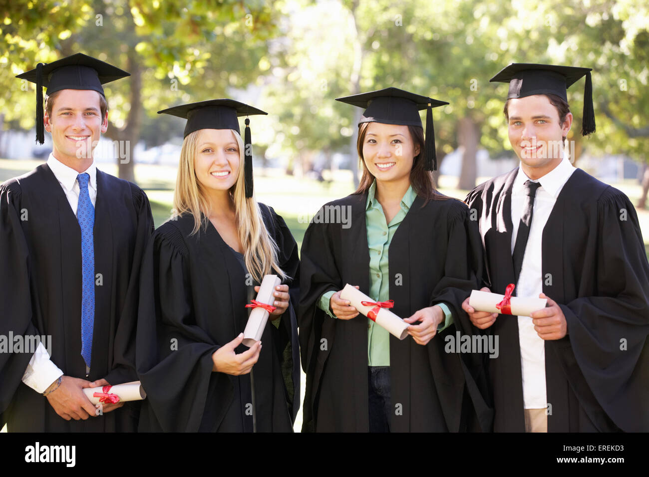 Group Of Students Attending Graduation Ceremony Stock Photo - Alamy