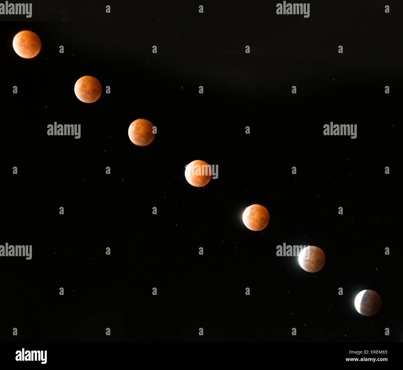 Multi-exposure image of an eclipse of the moon Stock Photo - Alamy