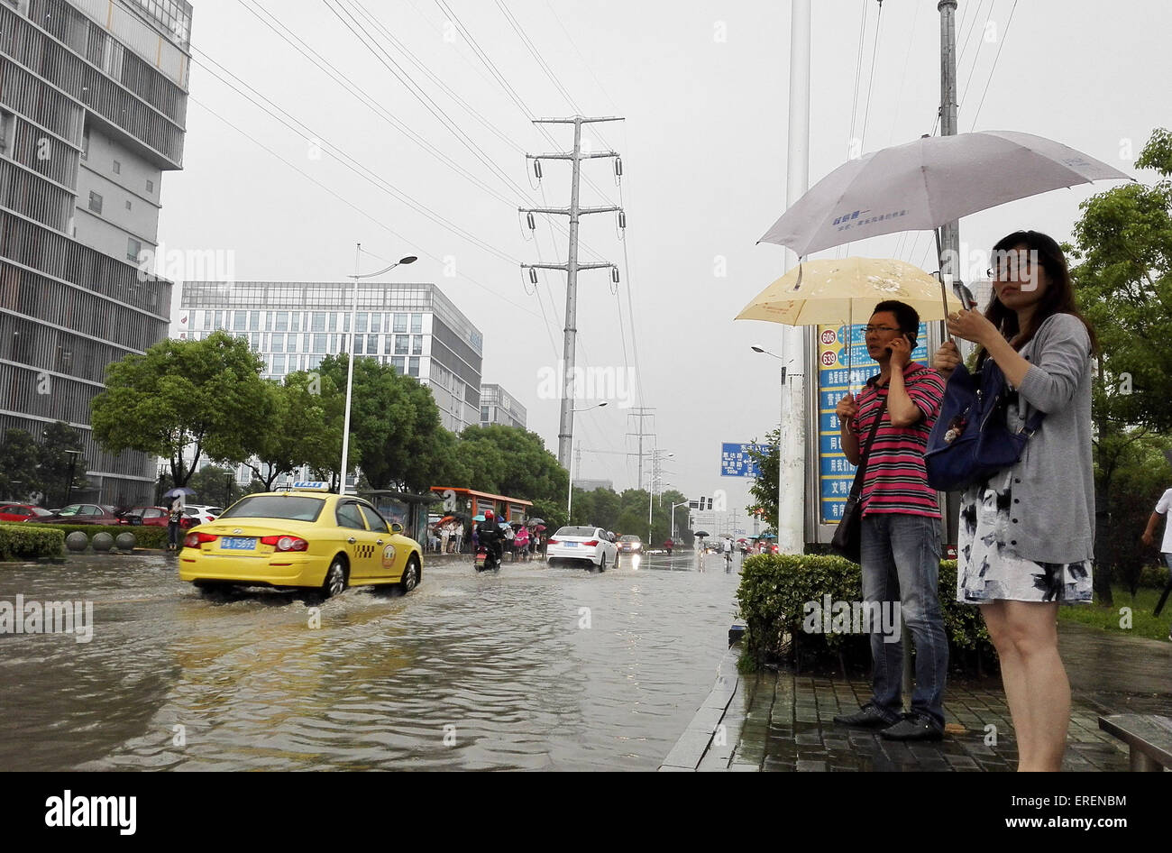 Nanjing, China's Jiangsu Province. 2nd June, 2015. A taxi runs on a ...