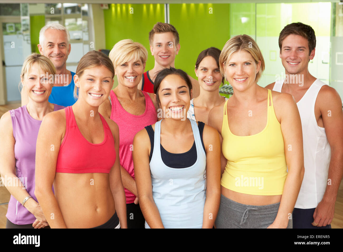Portrait Of Group Of Gym Members In Fitness Class Stock Photo - Alamy