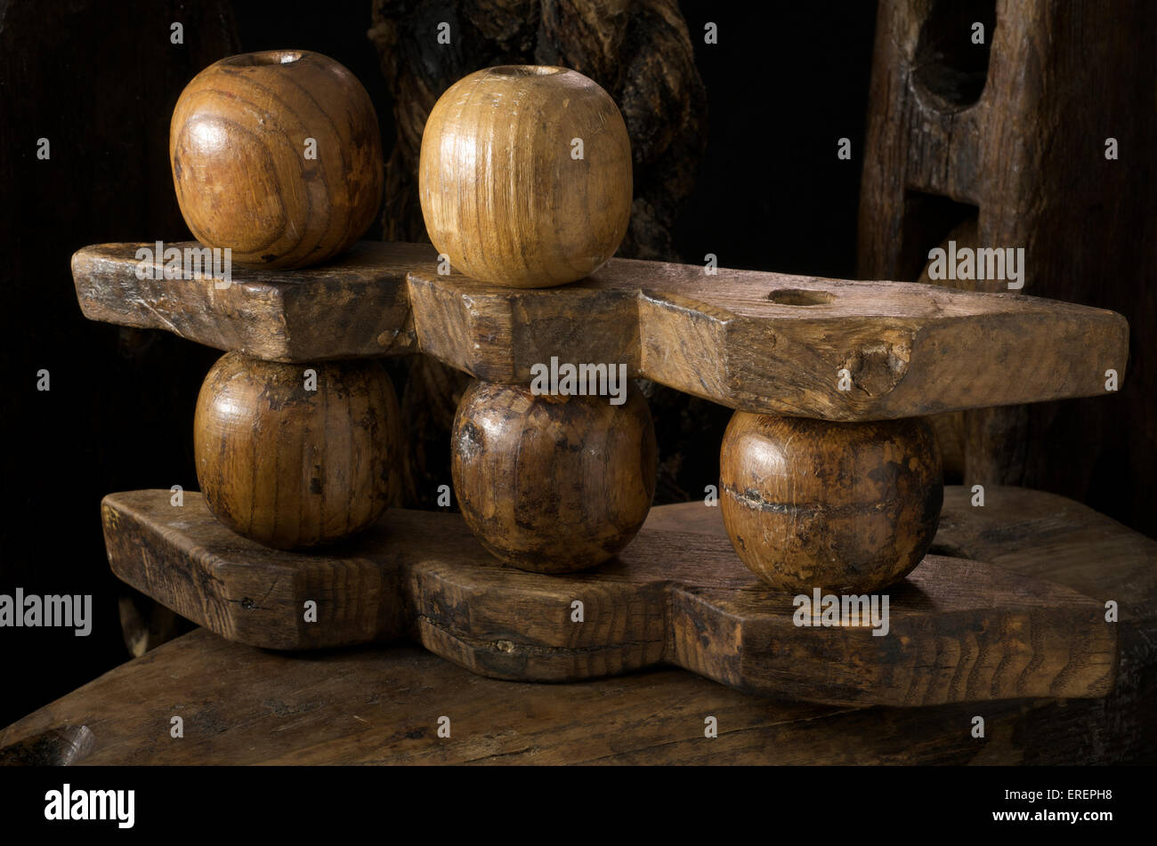 Parrel balls, used to reduce drag when hauling a spar up the mast of ...