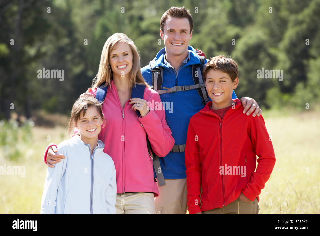 Portrait Of Family On Hike In Beautiful Countryside Stock Photo - Alamy