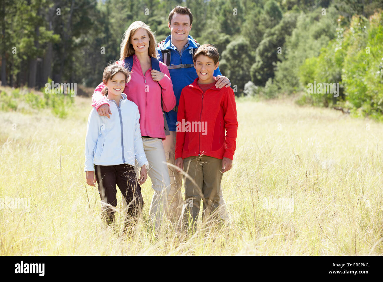 Portrait Of Family On Hike In Beautiful Countryside Stock Photo - Alamy