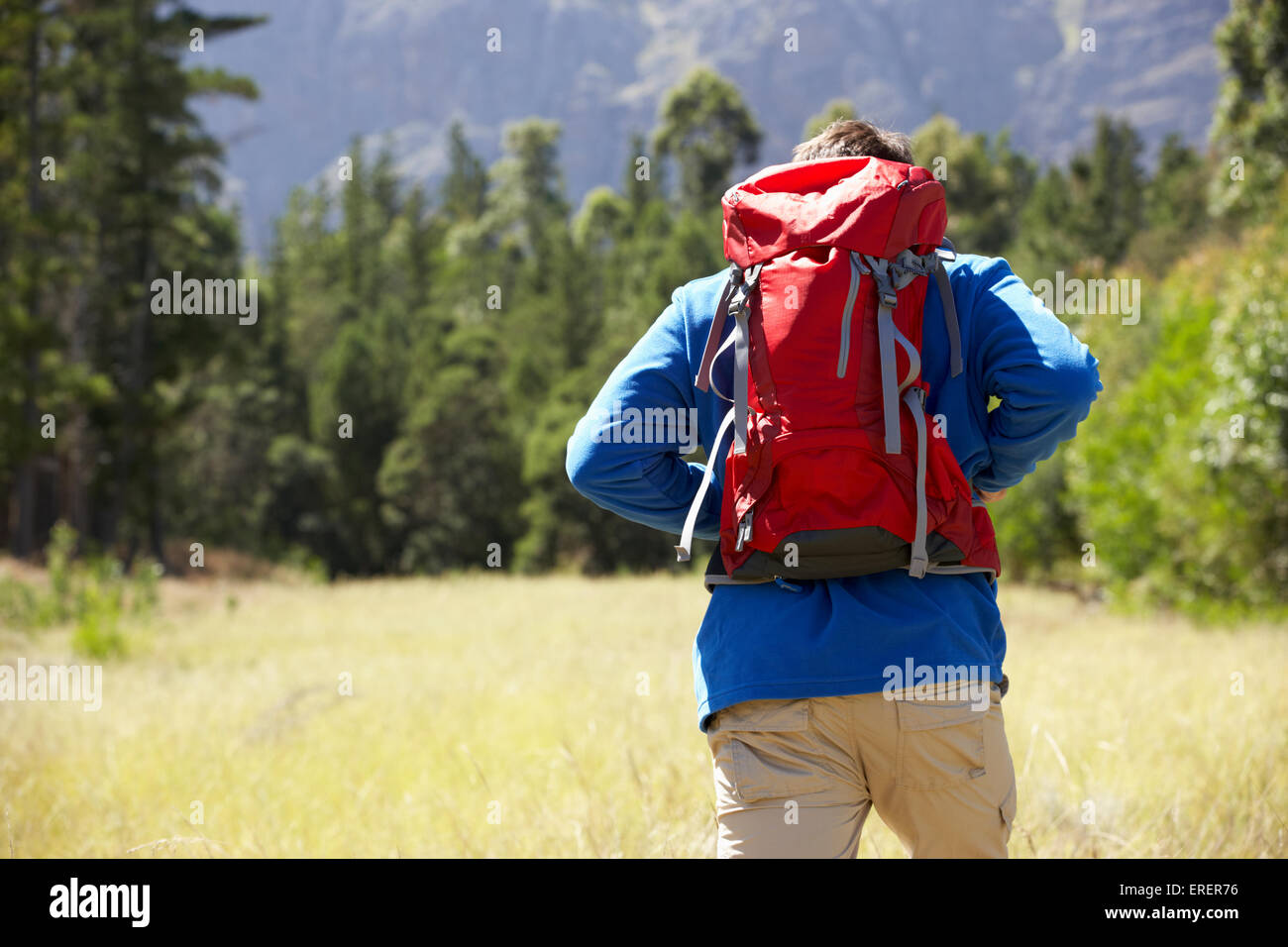 Man On Hike In Beautiful Countryside Stock Photo - Alamy