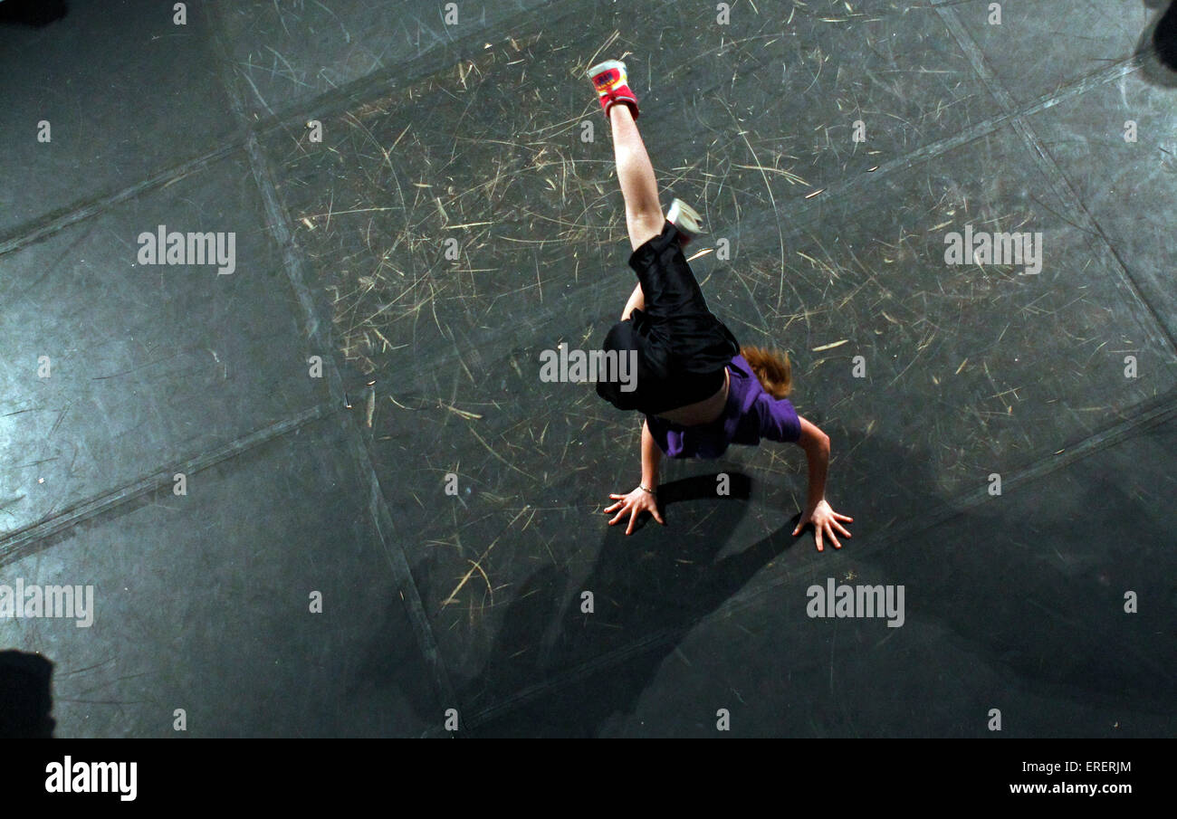 Girl performing in a Hip Hop. Breakdance, Streetdance demonstration ...