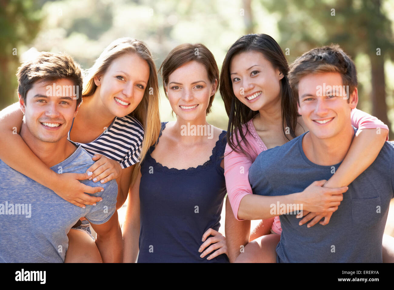 Group Of Young Friends Out On Summer Walk Together Stock Photo - Alamy