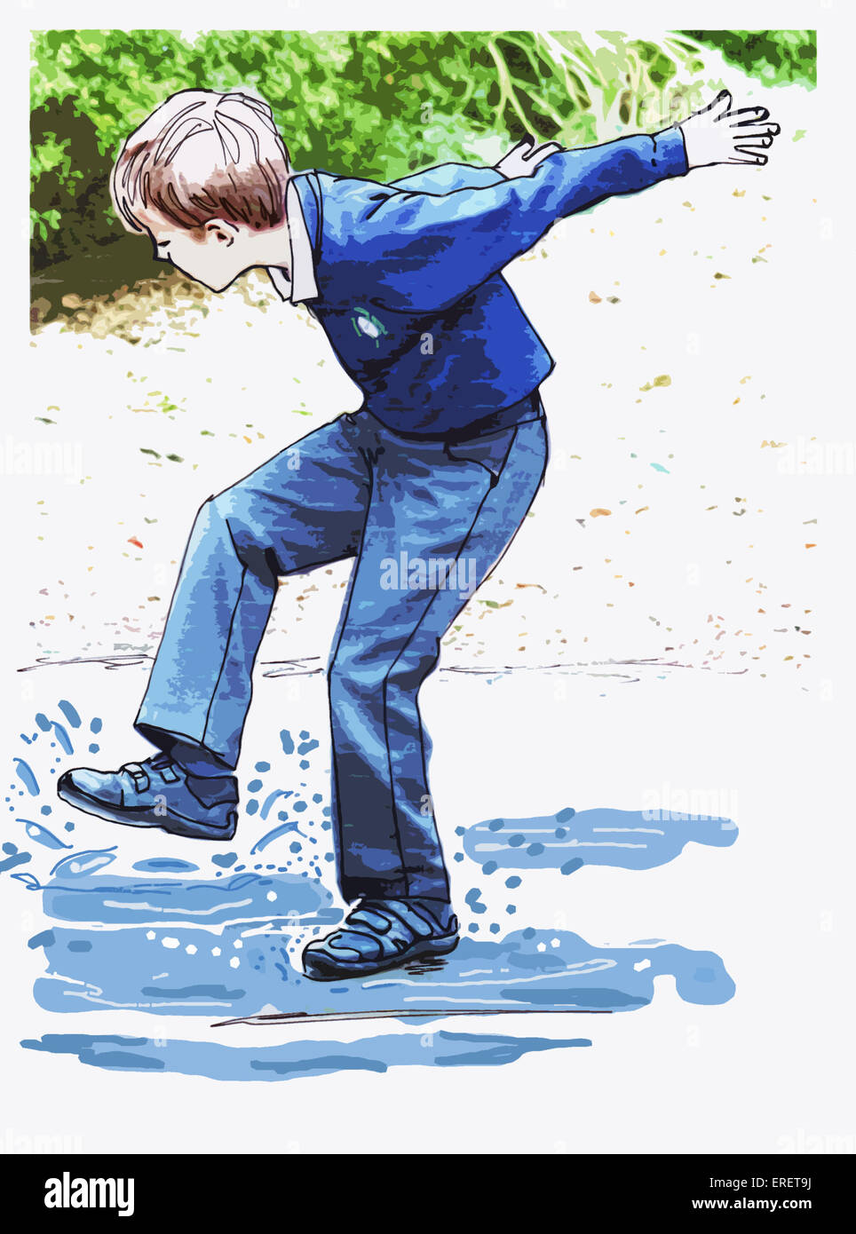 boy splashing in a puddle Stock Photo - Alamy