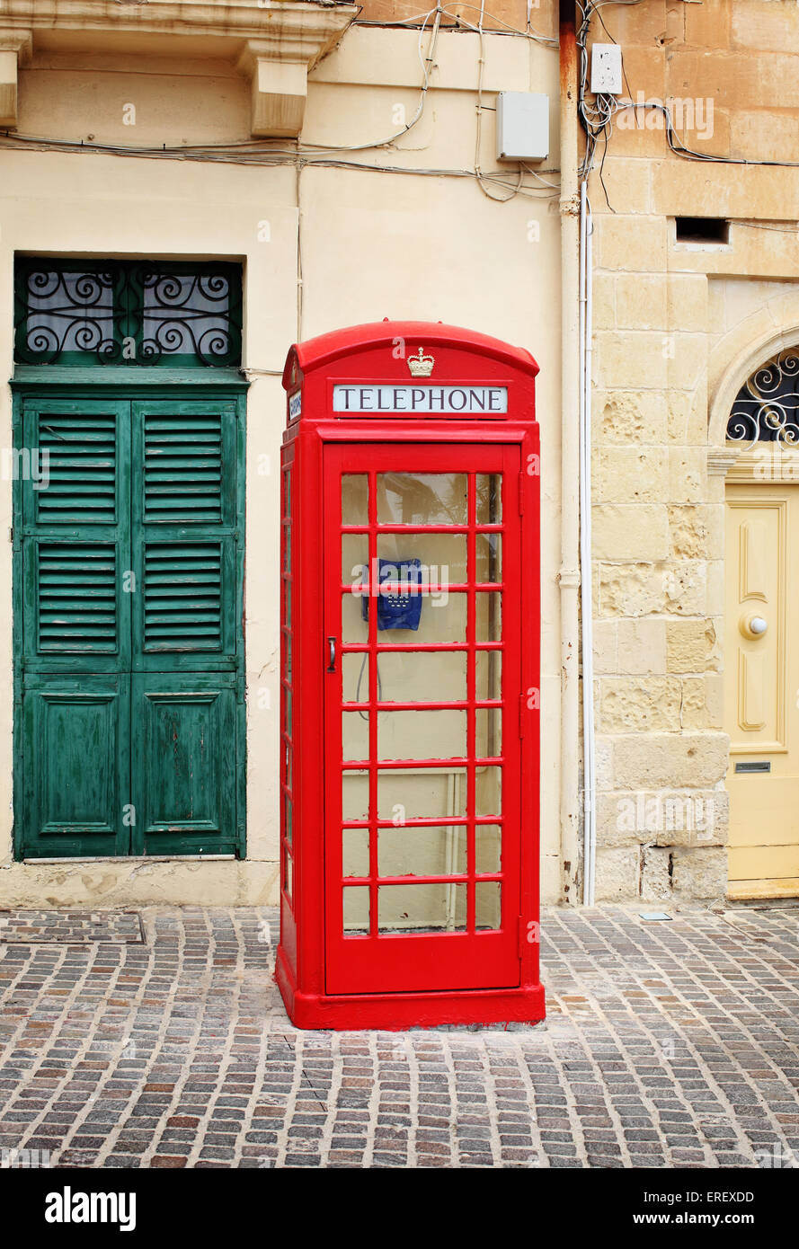 Traditional red phone booth in Malta Stock Photo - Alamy