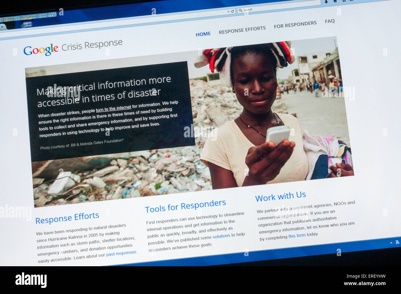 The home page of the Google Crisis Response web site Stock Photo - Alamy